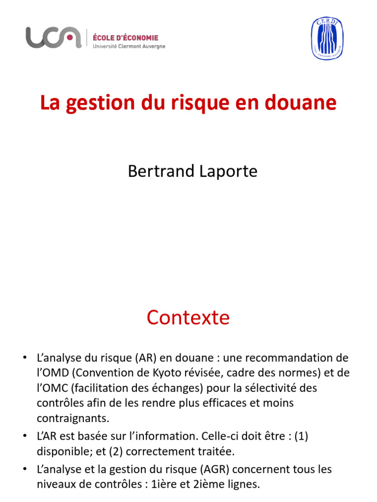 Gestion Du Risque en Douane | PDF | Statistiques | Risque