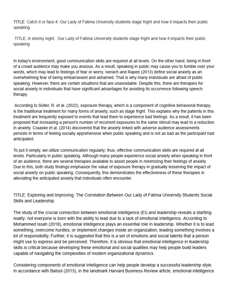 RRL | PDF | Anxiety | Emotional Intelligence