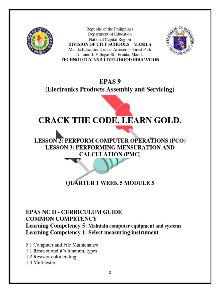 EPAS 9 - Q1 - W5 - Mod5 | PDF | Resistor | Electrical Resistance And Conductance