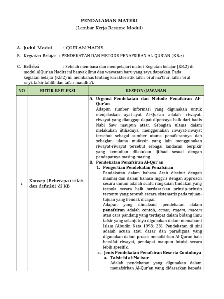 Resume Quran Hadis Kb2 | PDF Resume Quran Hadis Kb2 | PDF