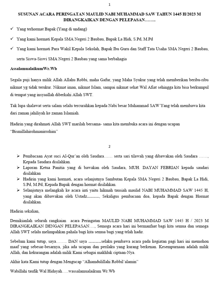 Susunan Acara Isra Mi'raj 2023 | PDF