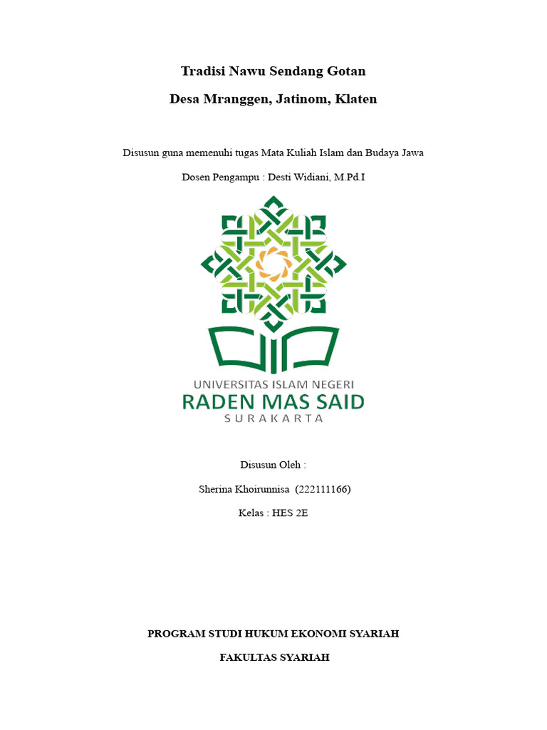 Nawu Sendang Gotan: Tradisi Desa Mranggen | PDF