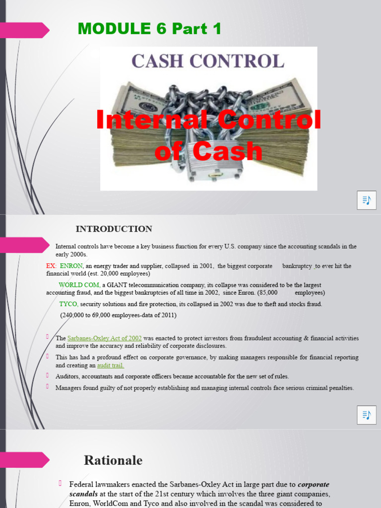 Module 6 Part 1 Internal Control | PDF | Internal Control | Cheque
