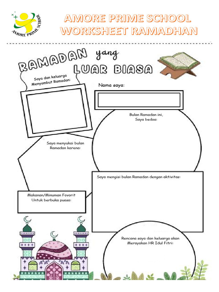 Lembar Kerja Aktivitas Ramadan Anak TK | PDF