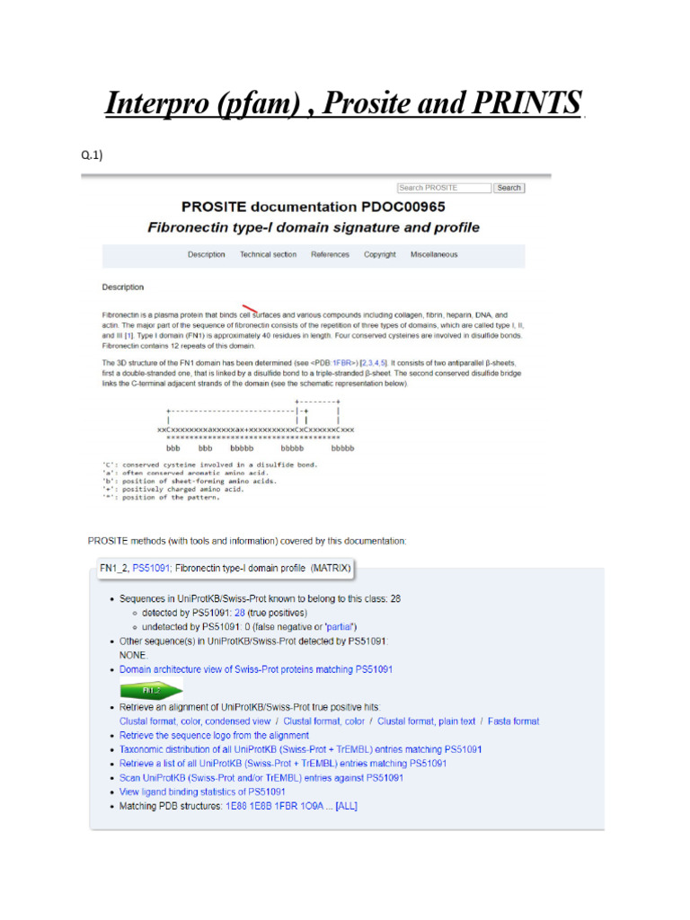 Interpro Databases Overview: Pfam, Prosite, PRINTS | PDF
