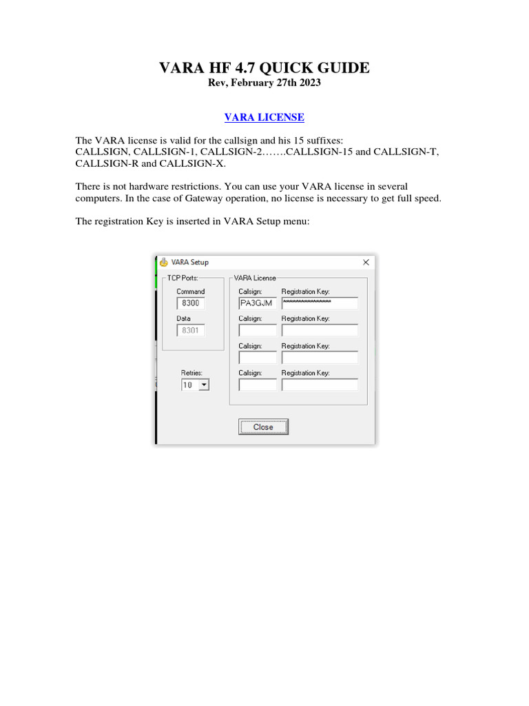 VARA 4.7 Quick Guide | PDF | Software Defined Radio | Computer Virus