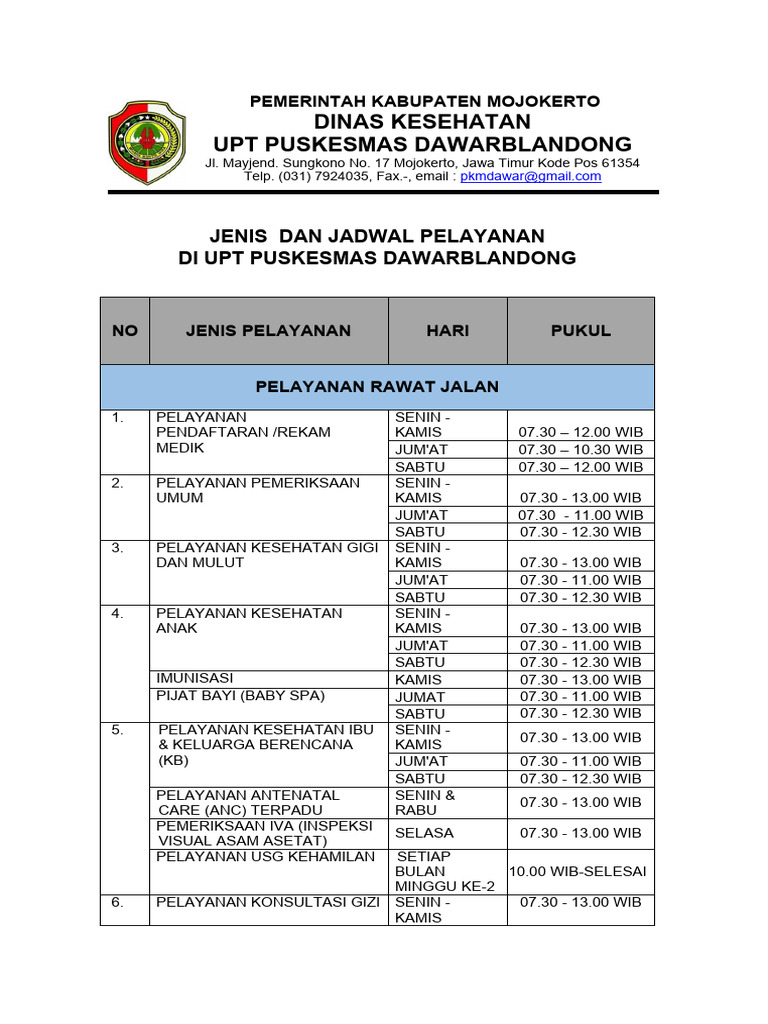 Jadwal Pelayanan | PDF