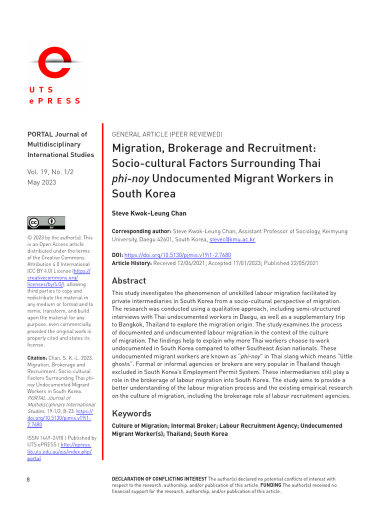 7680-Article Text-39961-1-10-20230608 | PDF | Migrant Worker | Human Migration