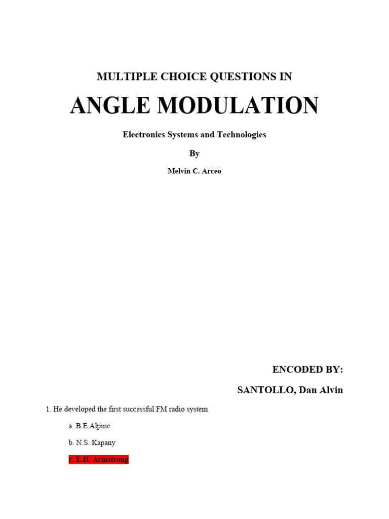 Angle Modulation Pdf Frequency Modulation Detector Radio