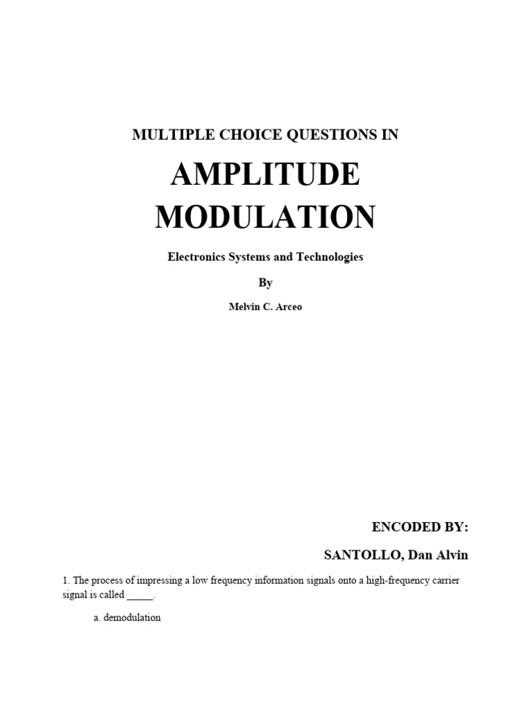 Amplitude Modulation Pdf Detector Radio Modulation