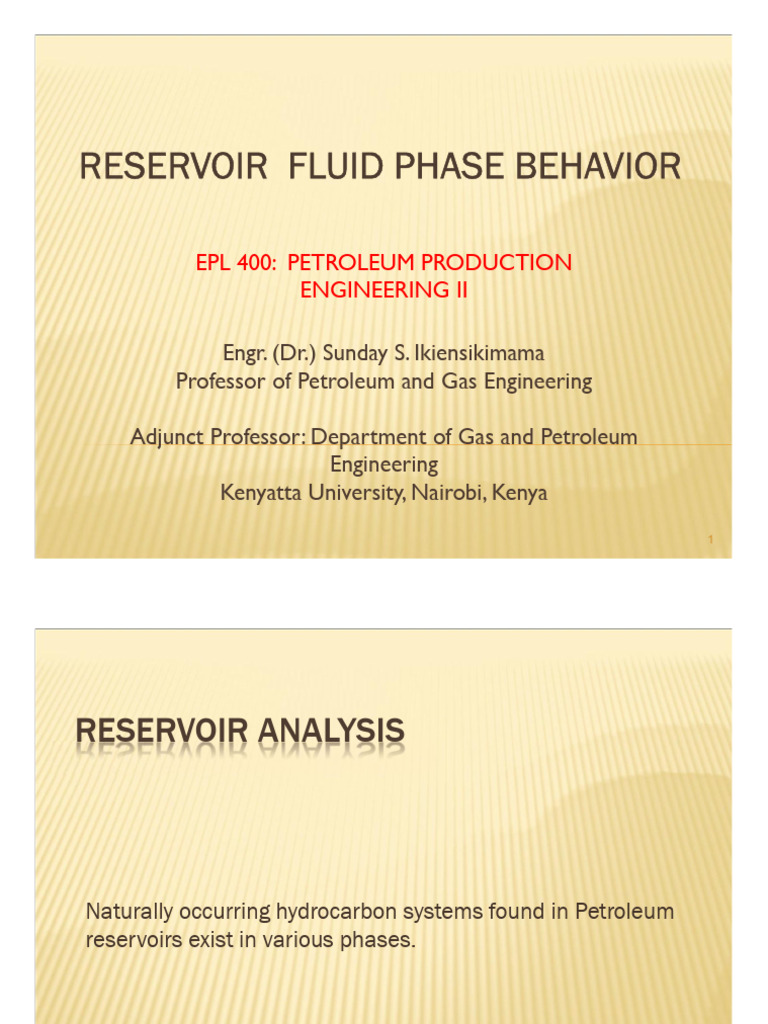 Reservoir Fliud Phase Behavoir | Download Free PDF | Petroleum Reservoir | Petroleum