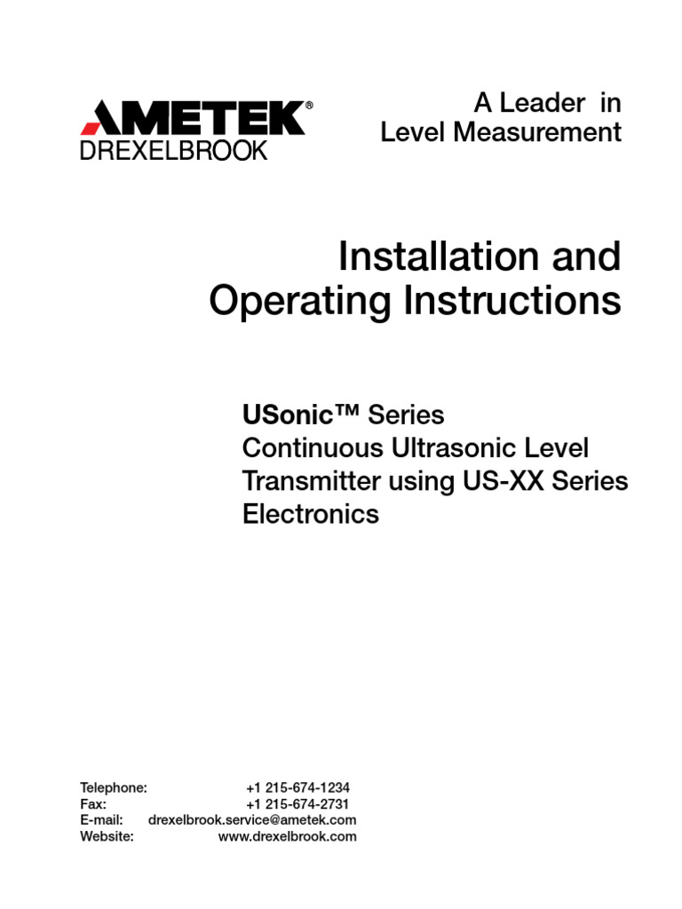Usonic Ultrasonic Level Transmitter - English | PDF | Flow Measurement