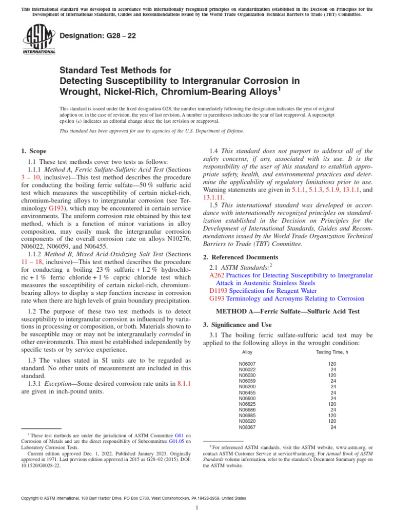 Astm G28-22 | PDF | Corrosion | Stainless Steel