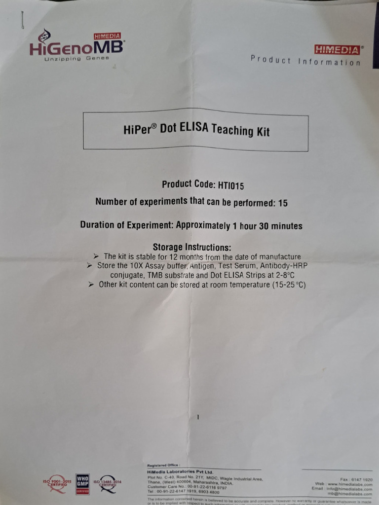 Dot ELISA | PDF | Elisa | Physical Sciences