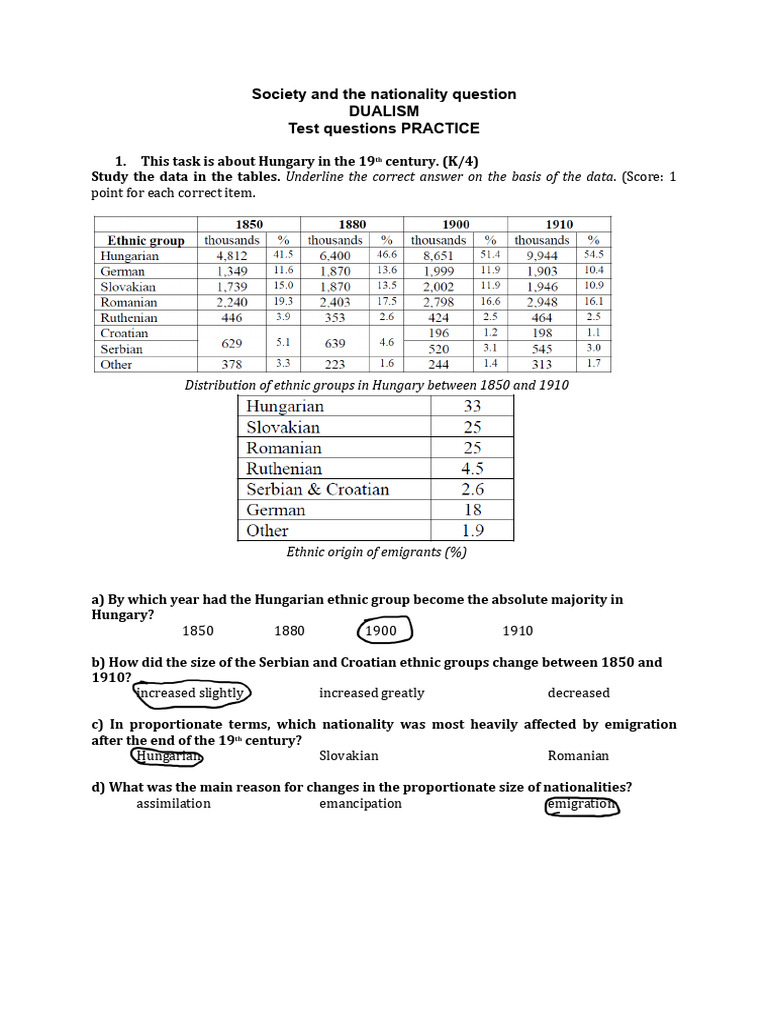 Dual Monarchy Exam Practice HW | PDF | Hungary | Austria Hungary