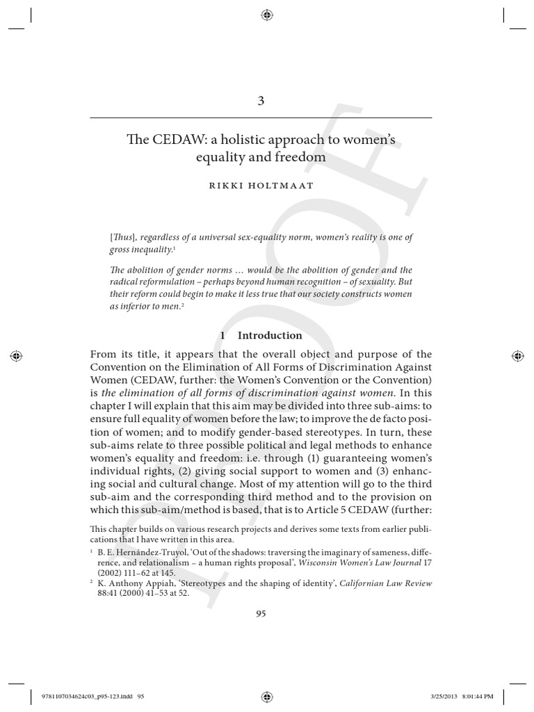 CEDAW. A Holistic Approach To Womens Equality and Freedom | PDF ...