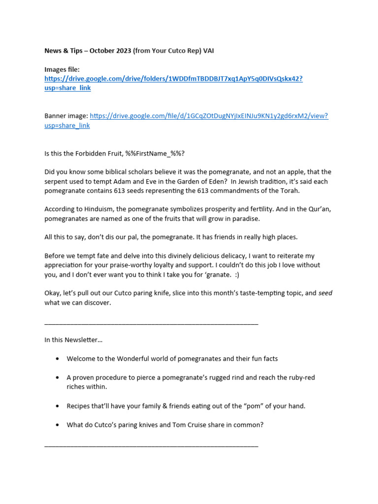 64f7a536b231e-News & Tips - Oct 2023 (From Your Cutco Rep) VAI | PDF ...