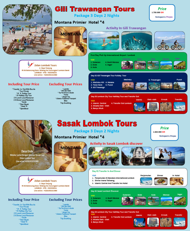 Package Tour Ke Lombok | PDF