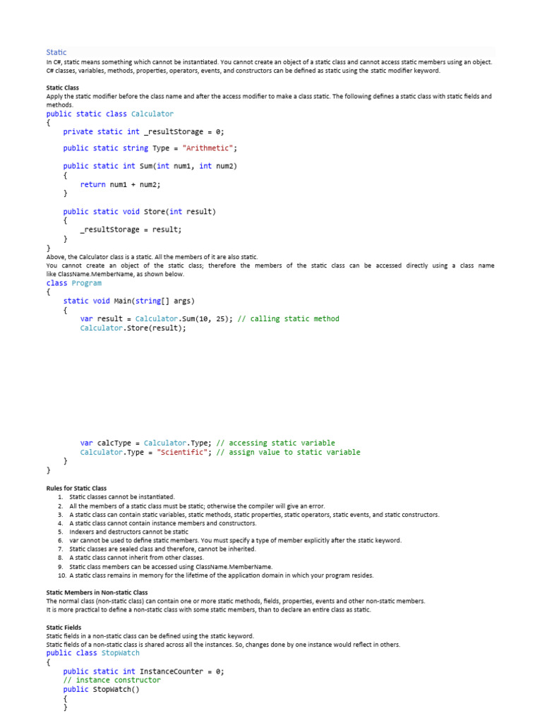 Static: Calculator | PDF | Class (Computer Programming) | Anonymous Function