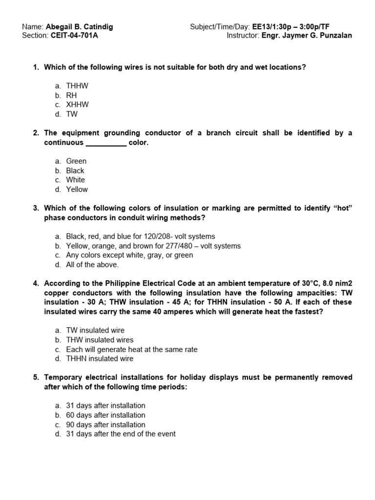 CATINDIG EE13 Presentation 10 QuestionsAug 29 CEIT 04 701A | PDF ...