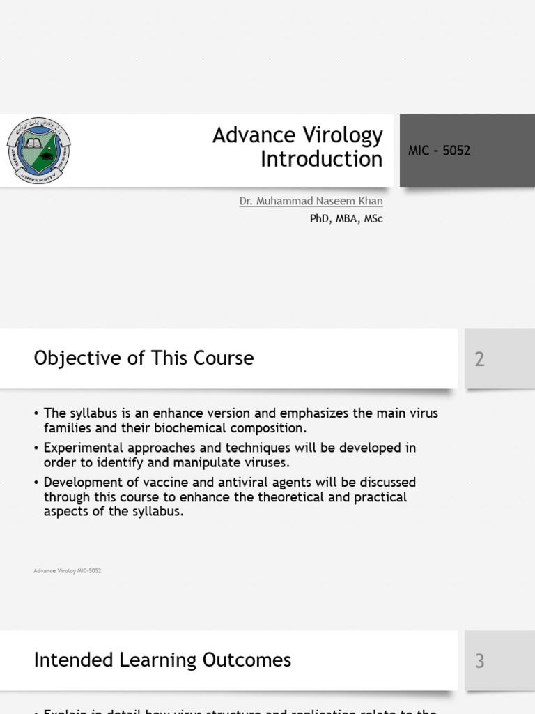 Advanced Virology Course Overview | PDF | Virus | Virology