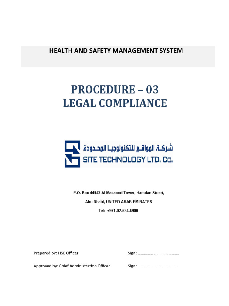 03 Legal Compliance | PDF | Occupational Safety And Health | Regulatory Compliance