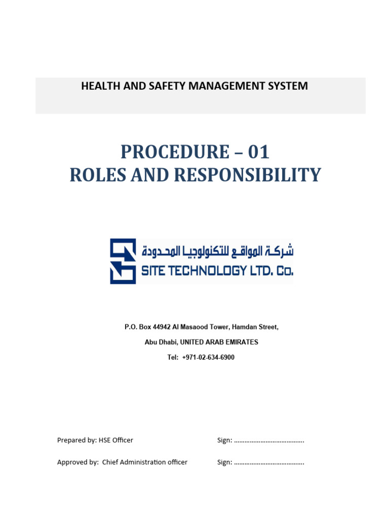 01 Roles & Responsibility | PDF | Occupational Safety And Health ...