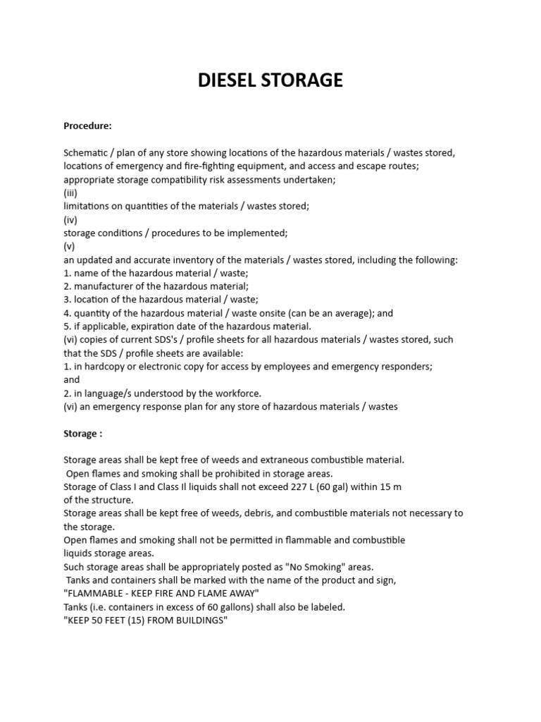 Diesel Storage Safety Guidelines UAE | PDF | Dangerous Goods | Workplace