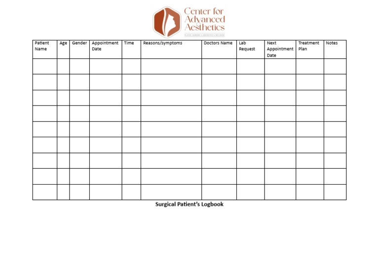 Surgical Patient Logbook Template | PDF