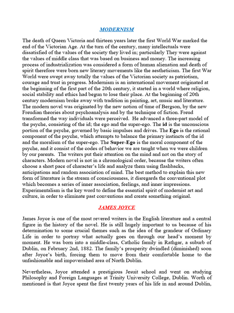 MODERNISM | PDF | Id | James Joyce