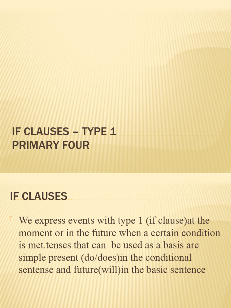 Type 1 If Clauses Explained | PDF