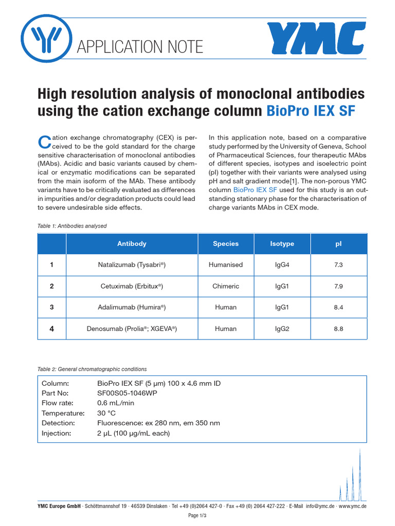 High Resolution Analysis of MAbs Using YMC's BioPro IEX SF | PDF ...