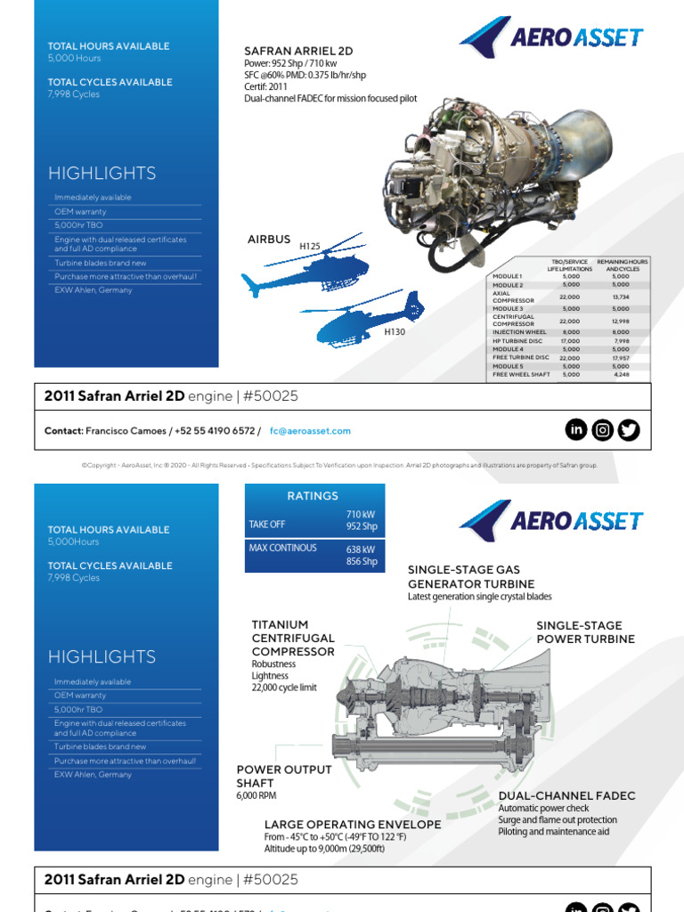 Safran Arriel 2D sn50025 Specs | PDF | Horsepower | Rotating Machines