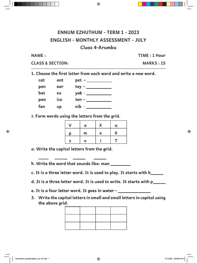 Class 4 English SA Term 1 July | PDF