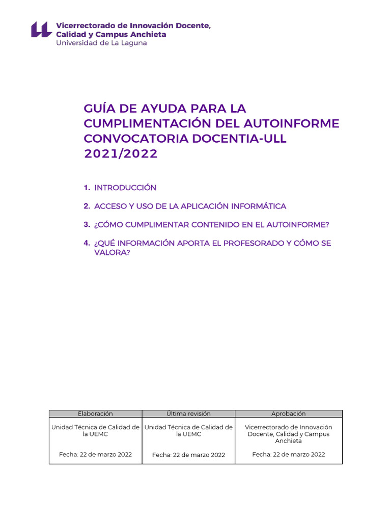 Guía - de Ayuda - Autoinforme - 2021 - 2022 | PDF | Evaluación | Maestros