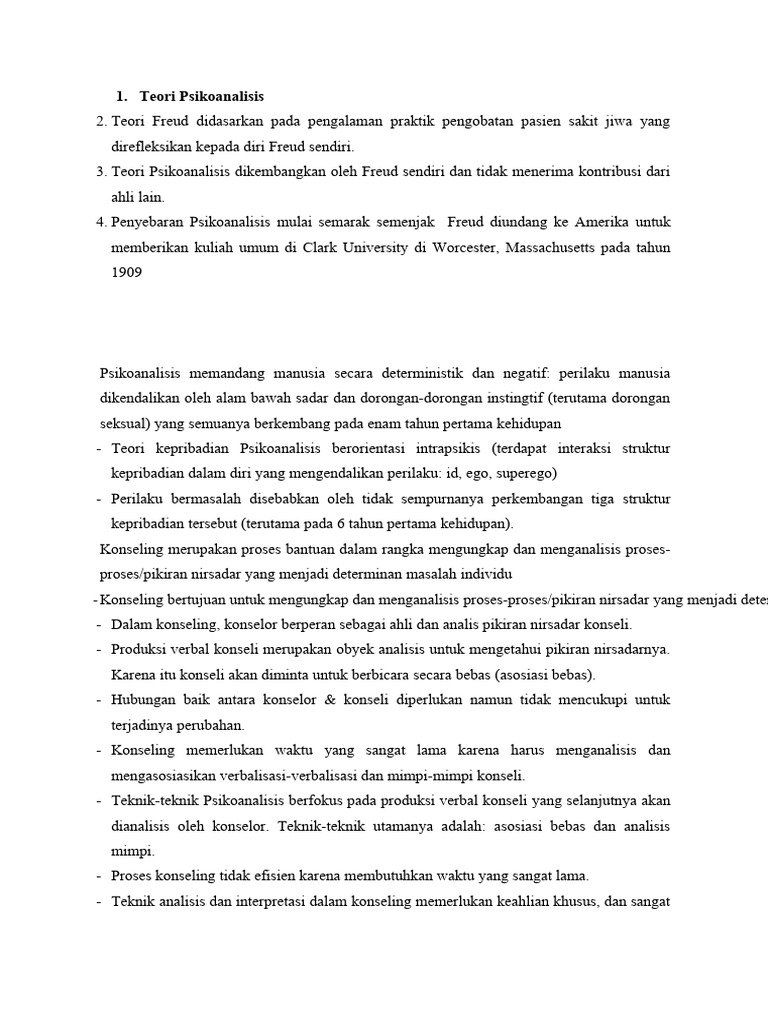 Teori Psikoanalisis Perbandingan 1 | PDF