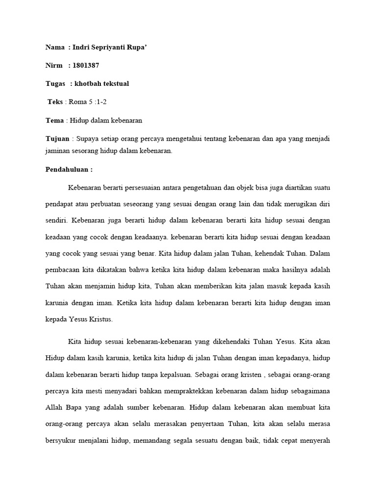 Khotbah Tekstual Indri | PDF