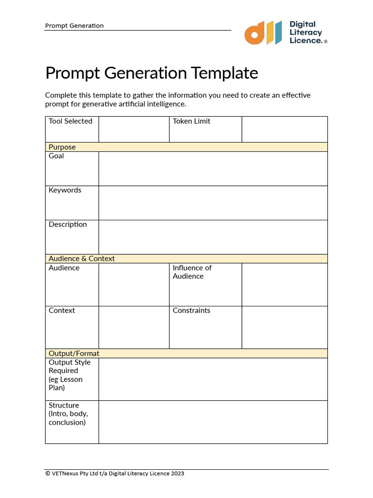 Prompt Generation Template Pdf