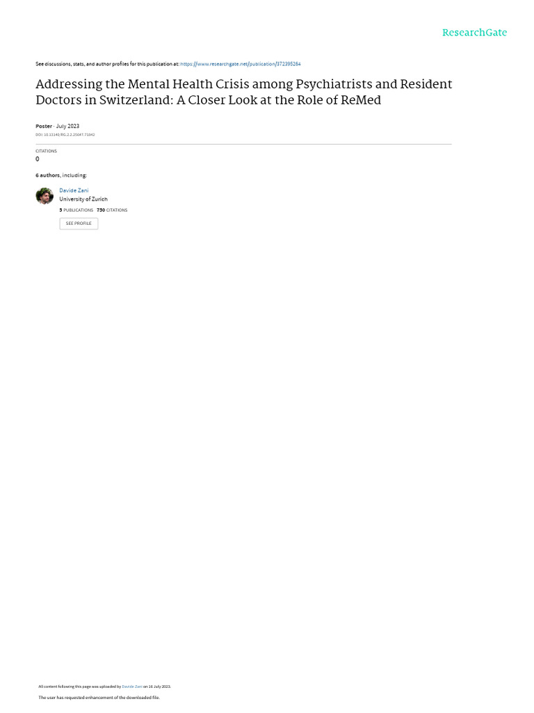 Switzerland Poster EFPT Forum 2023 | PDF | Psychiatry | Mental Health