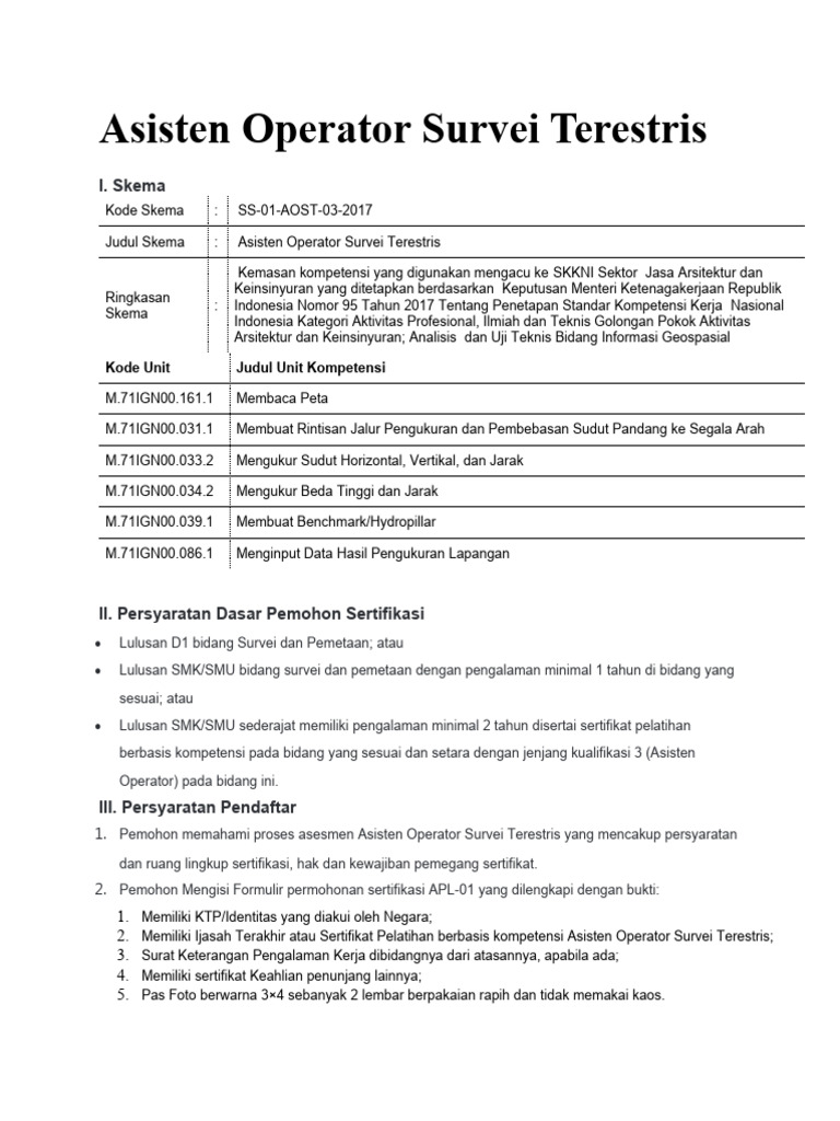 Asisten Operator Survei Terestris | PDF
