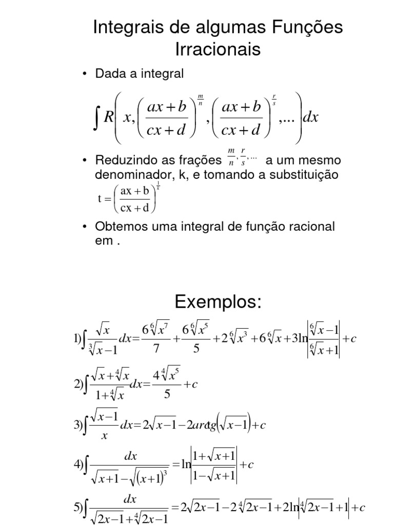 Integrais de Funções Irracionais | PDF | Computadores