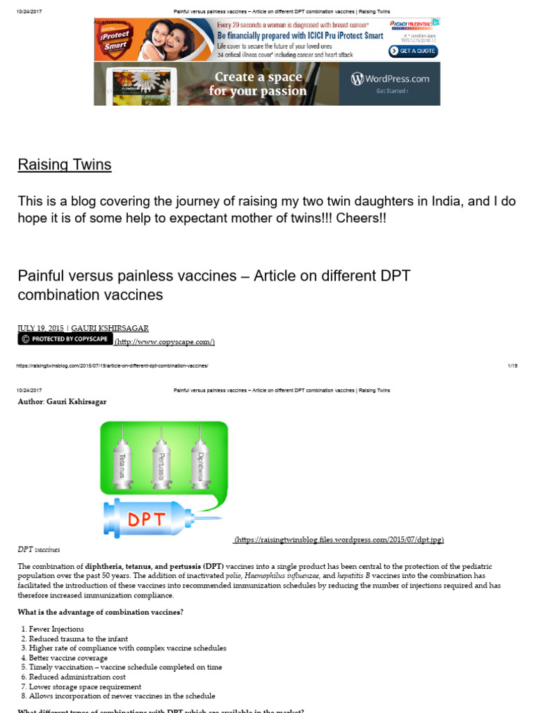 Painful Versus Painless Vaccines - Article On Different DPT Combination Vaccines - Raising Twins ...