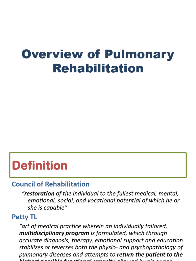 Overview of Pulmonary Rehabilitation | PDF | Physical Therapy | Chronic Obstructive Pulmonary ...