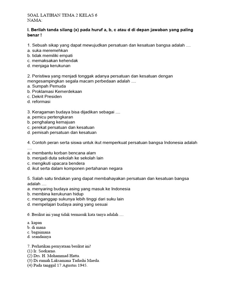 Tema 2-Siswa-Pts Kelas 6 | PDF | Perjalanan
