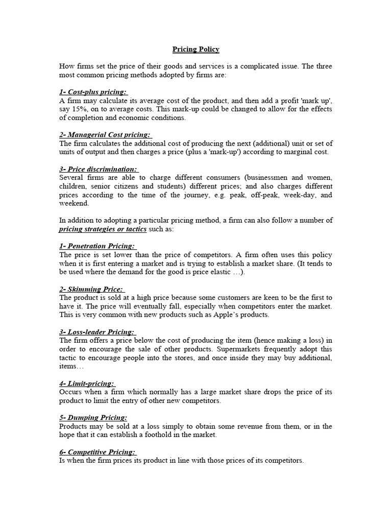 Understanding Pricing Strategies and Methods | PDF | Business | Finance ...