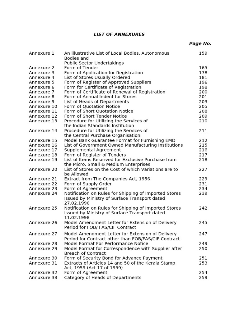 SPD - List of Annexures | PDF | Business | Economies