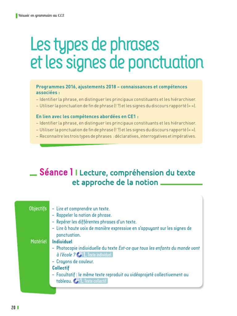 Les Types de Phrases Et Les Signes de Ponctuation | PDF | Ponctuation ...