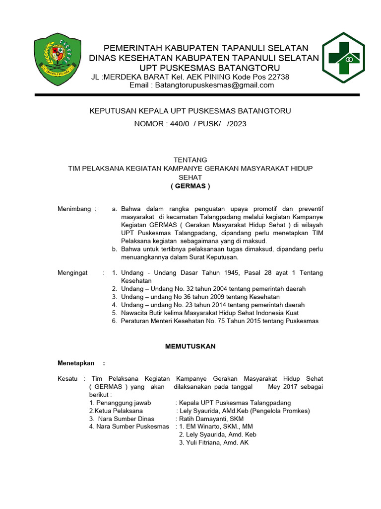 SK Germas | PDF | Pengembangan Diri | Kesehatan Holistik