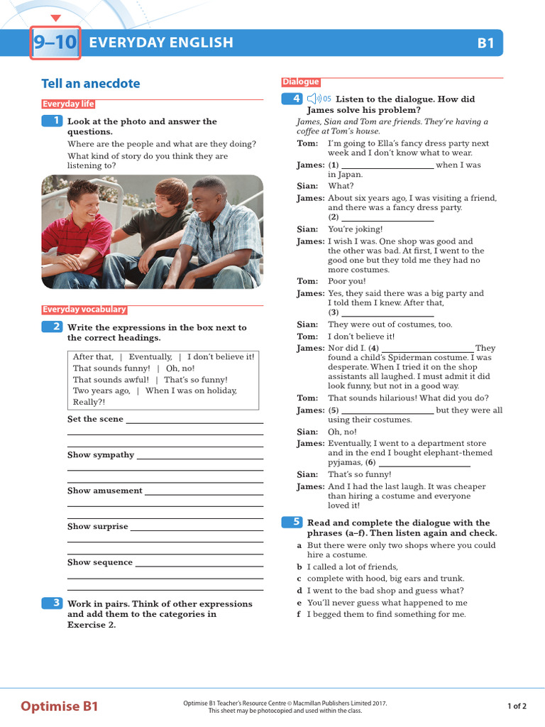 OPT B1 EE Units9-10 Worksheet | PDF