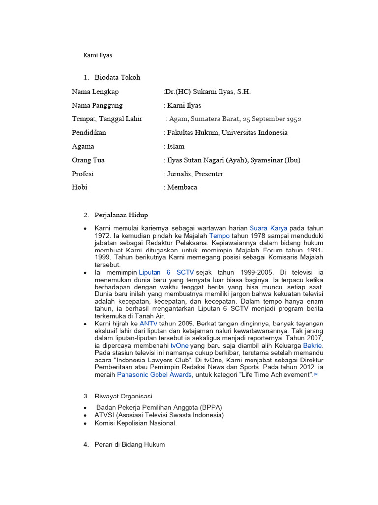 Biodata Karni Ilyas | PDF